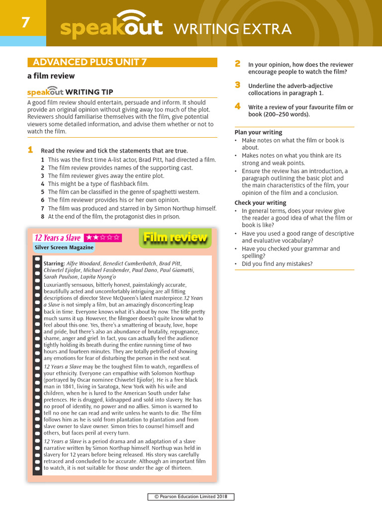Speakout Writing Extra Advanced Plus Unit 7 | PDF