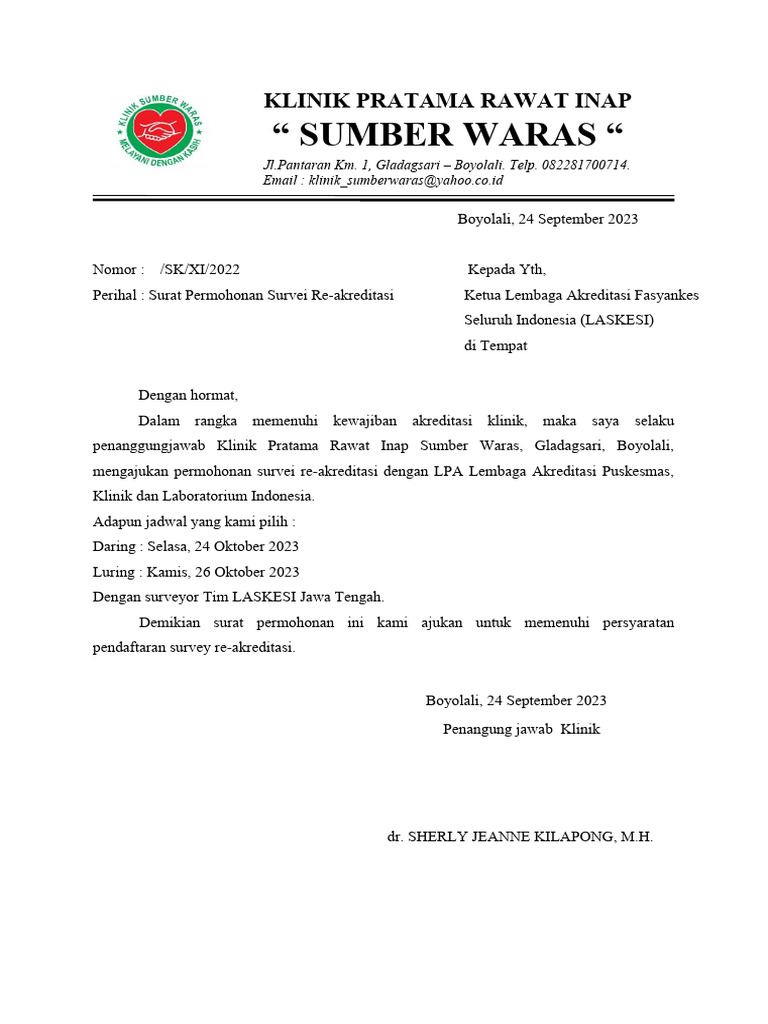 Surat Permohonan Survei-1 | PDF