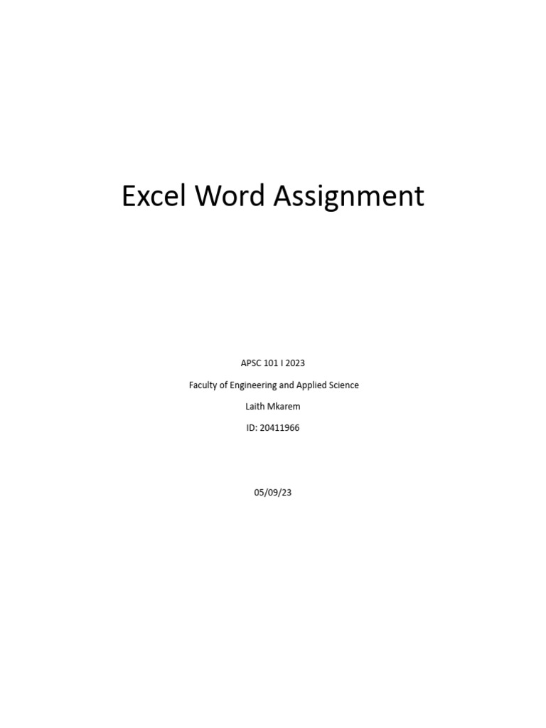 Mkarem Laith Apsc101 Assignment1 | PDF