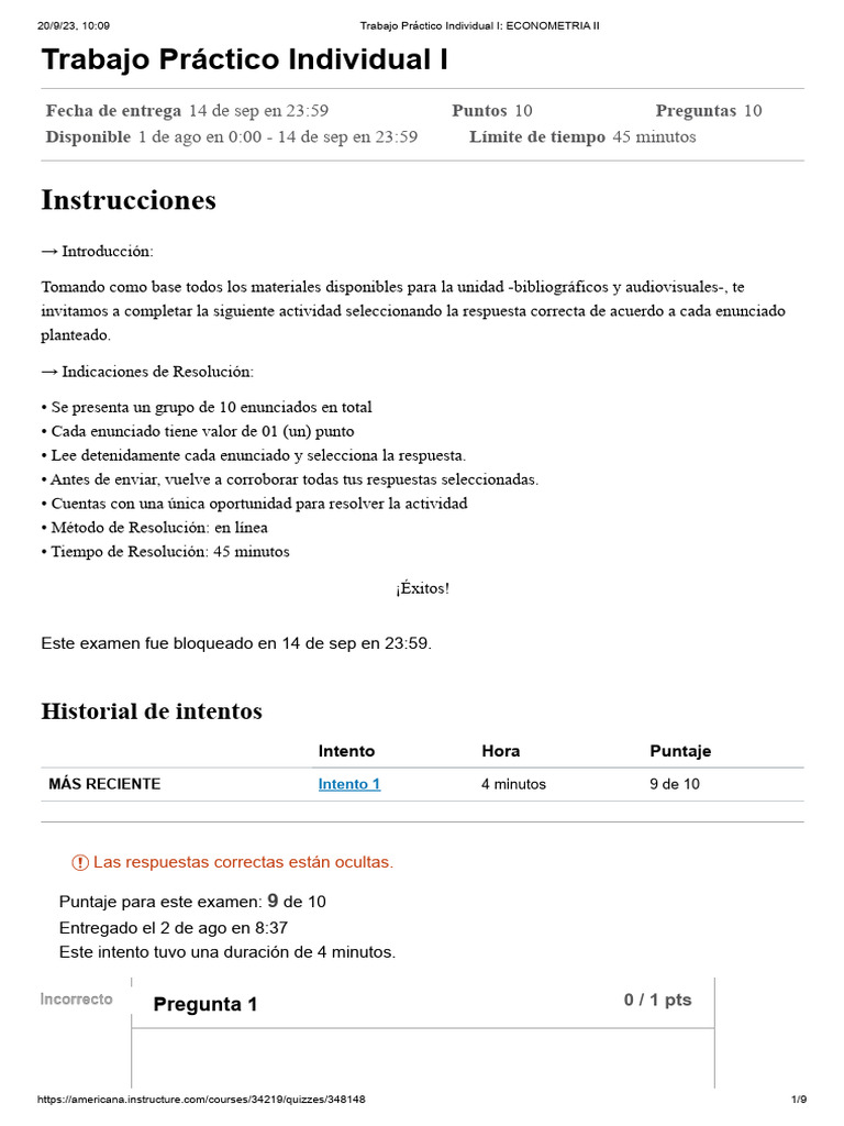 Trabajo Práctico Individual I - ECONOMETRIA II | PDF