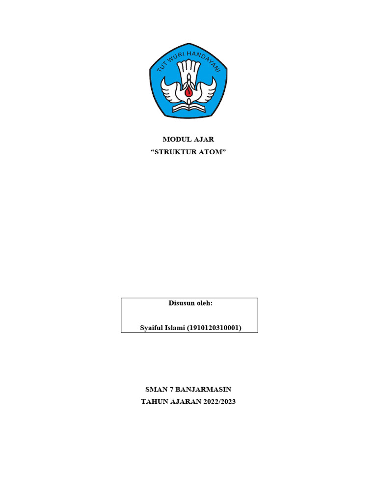 Modul Ajar Struktur Atom Kimia SMAN 7 | PDF