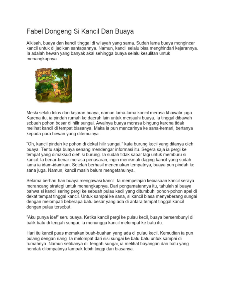 Fabel Dongeng Si Kancil Dan Buaya | PDF