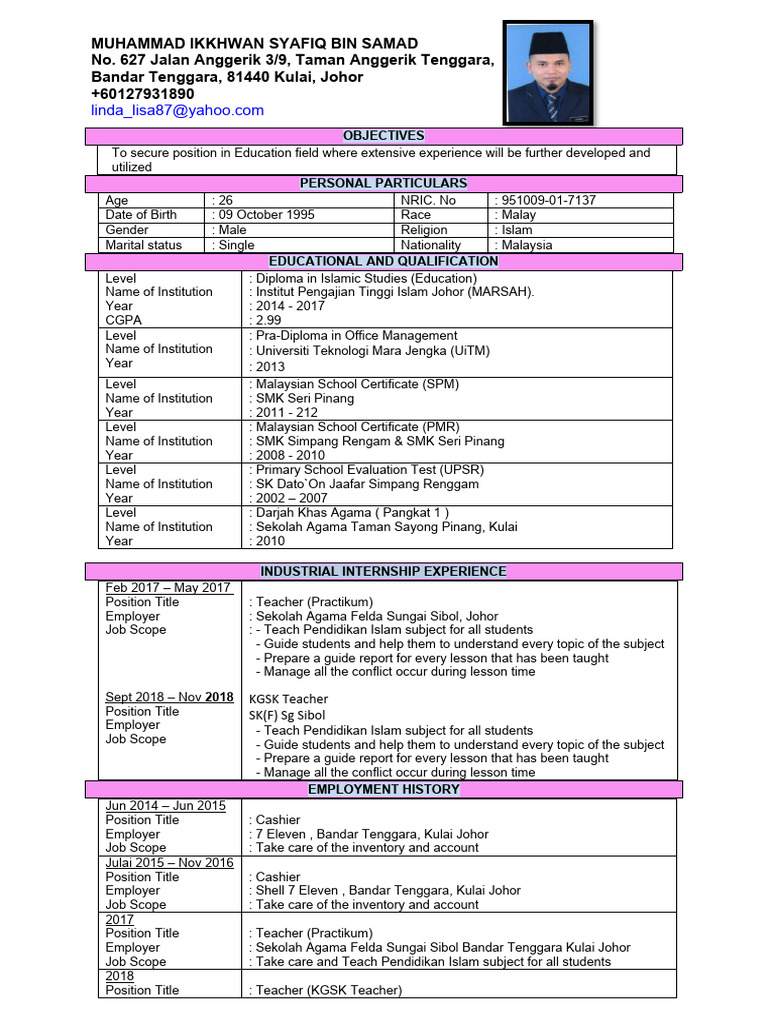 Terkini Resume Muhammad Ikkhwan 2021 | PDF