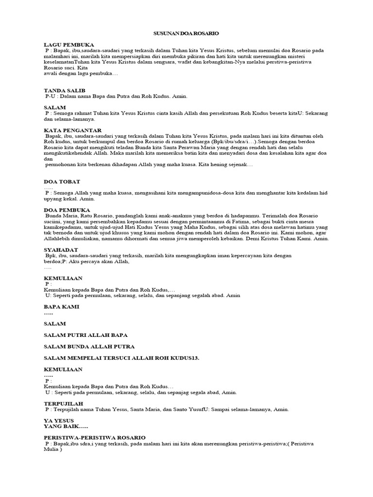 Susunan Doa Rosario | PDF