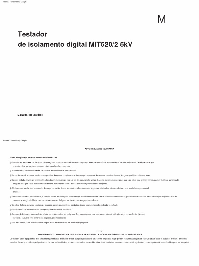 Manual Megger MIT520-2 PT BR | PDF