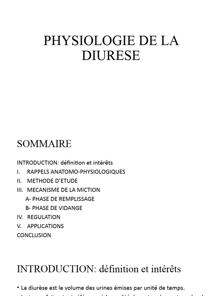Physiologie de La Diurese | PDF | Miction | Anatomie humaine