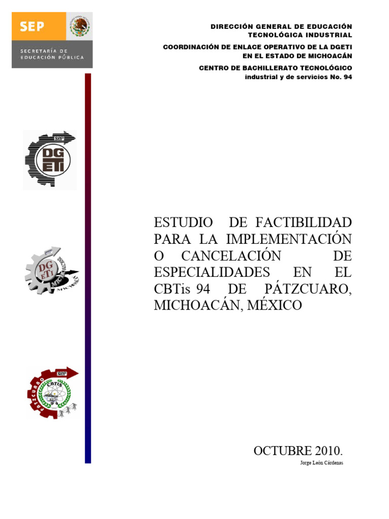 Factibilidad de Especialidades en CBTis 94 | PDF | Enseñando | Educación Secundaria
