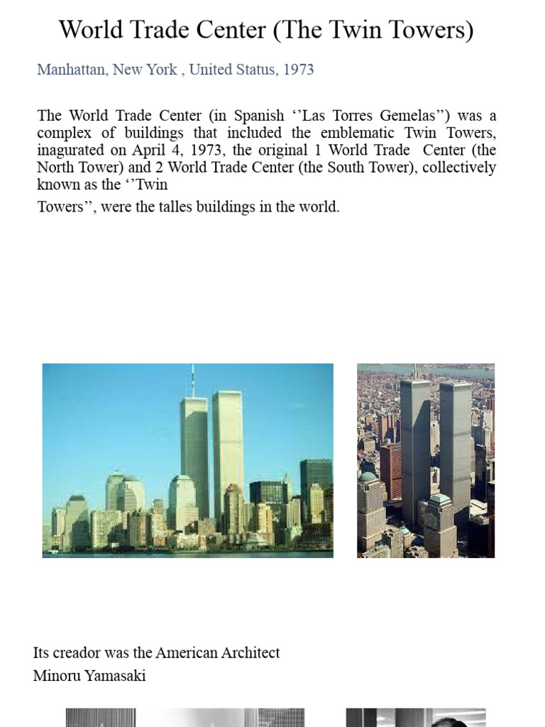 World Trade Center (The Twin Towers) | PDF | September 11 Attacks ...