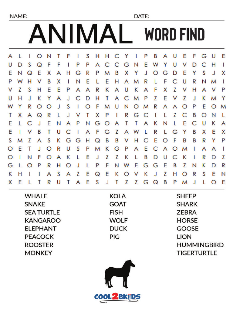 Animal Word Search Printable | PDF