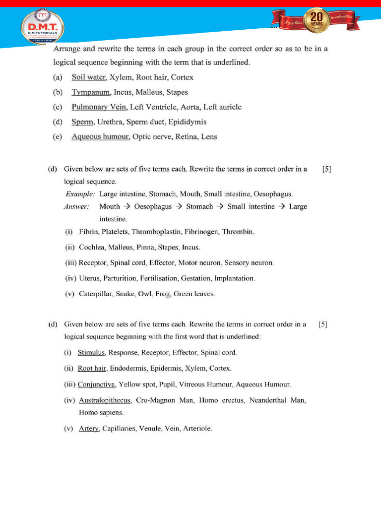 10th LOGICAL SEQ & Odd Out Questions Bio Icse | PDF