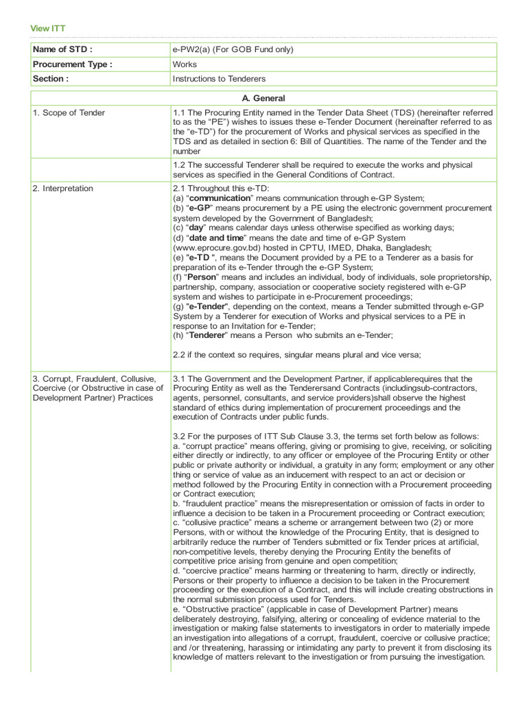 Section1 - Instructions To Tenderers | PDF | Procurement | Banks