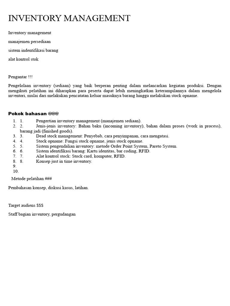Inventory Management | PDF