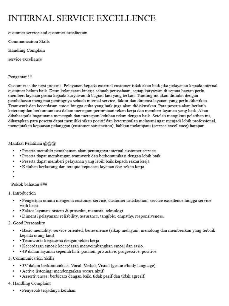 Internal Service Excellence | PDF