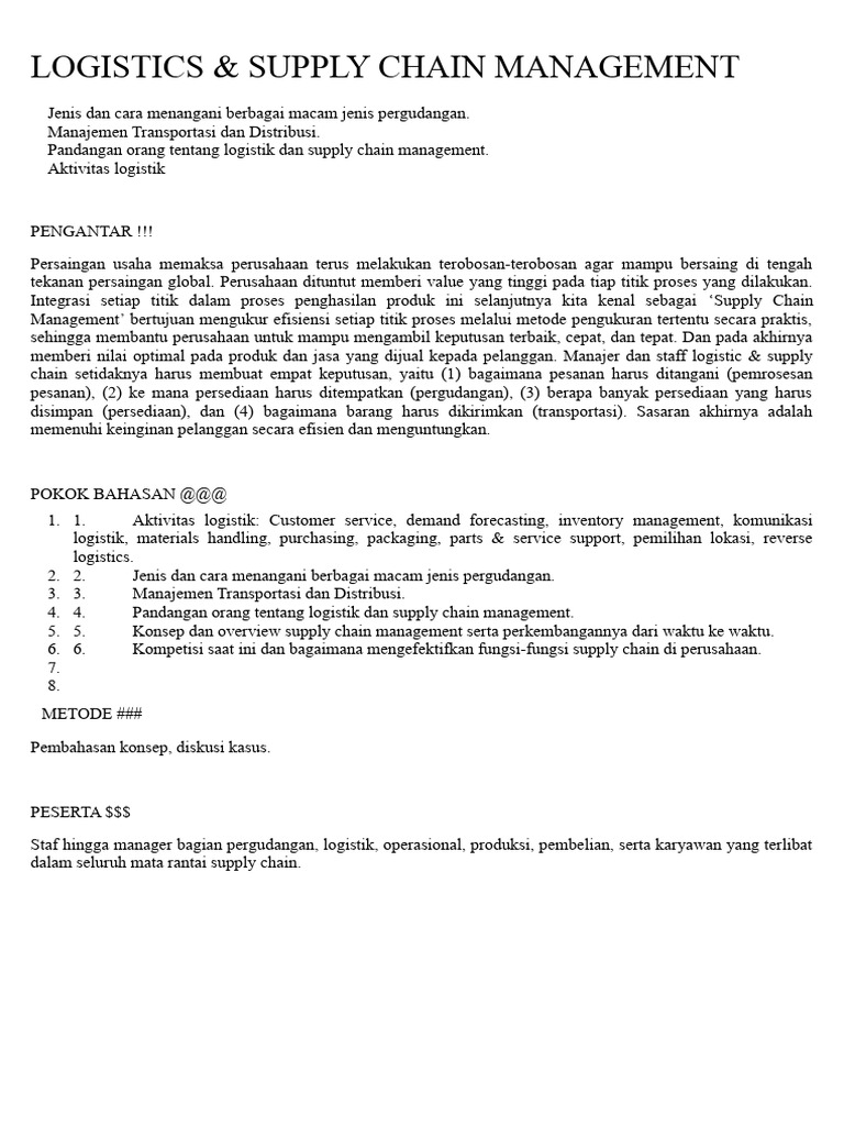 Logistics & Supply Chain Management | PDF