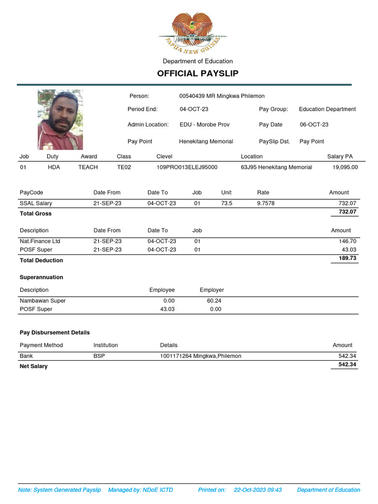 Official Payslip: Department of Education | PDF | Paycheck | Expense