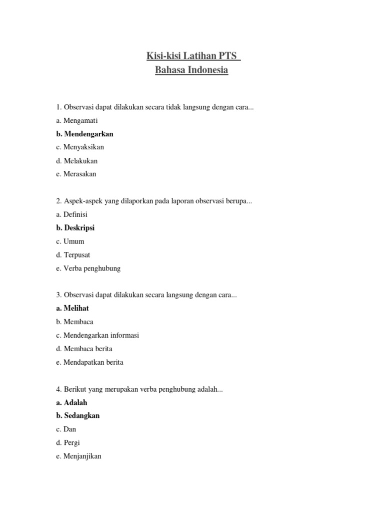Kisi Kisi Latihan PTS | PDF