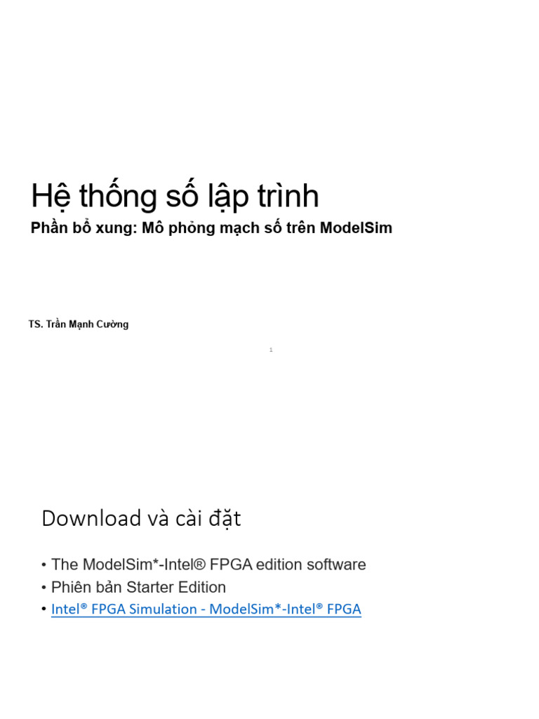 Mô phỏng mạch số trên Modelsim | PDF