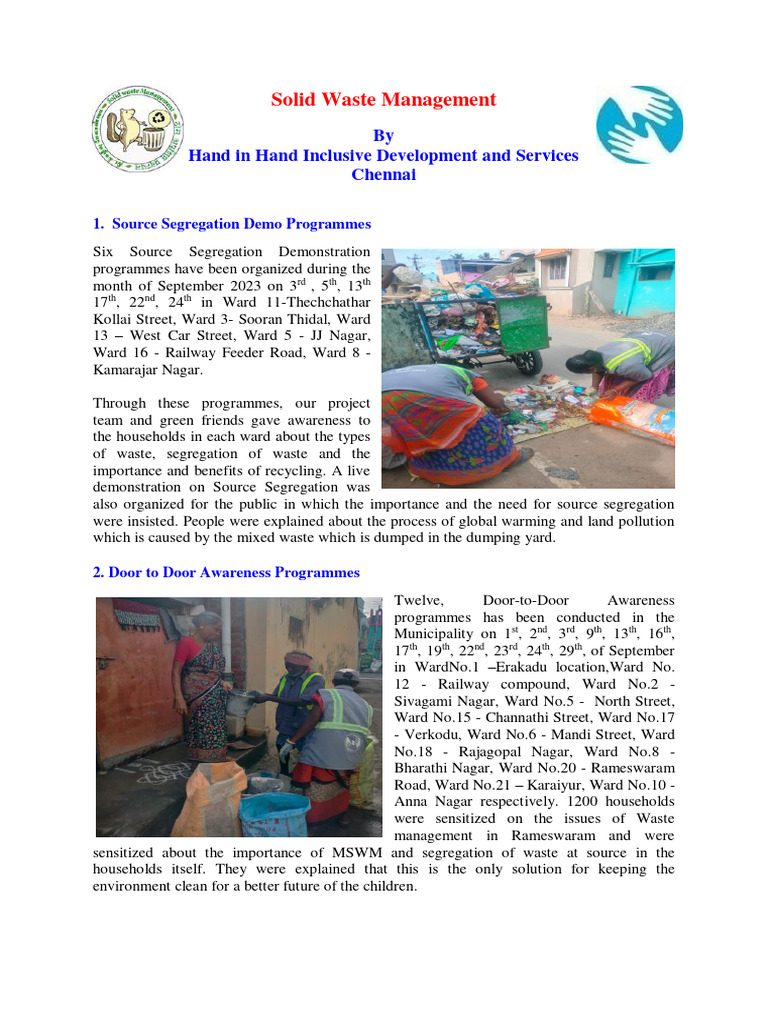 Rameswaram Solid Waste Management Initiatives | PDF | Waste | Waste ...