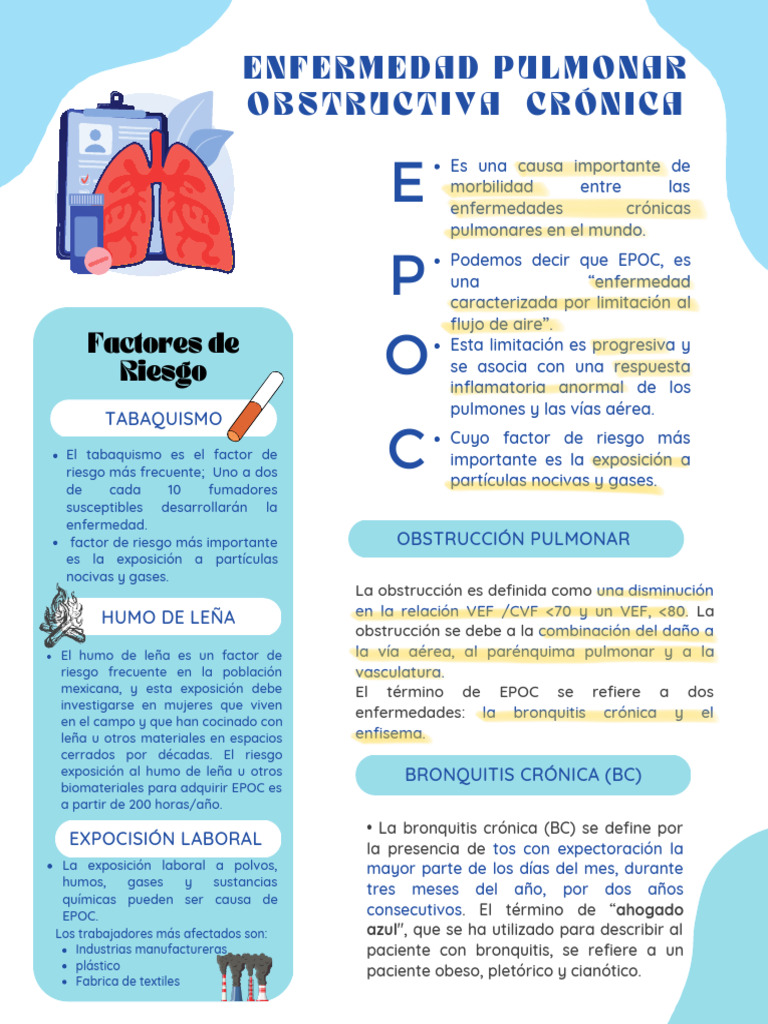 Resumen EPOC | PDF | Enfermedad pulmonar obstructiva crónica | Especialidades Medicas