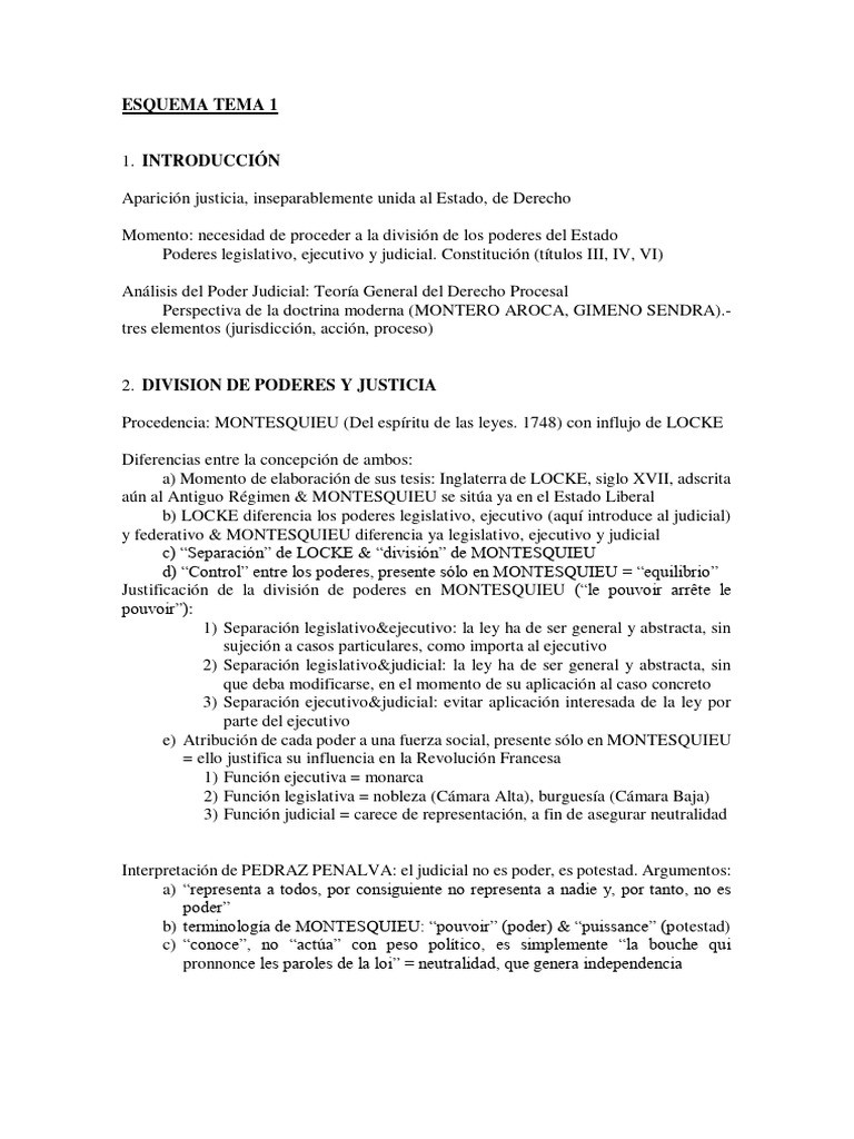 Esquema Lección 1 | PDF | Judicaturas | Separación de poderes