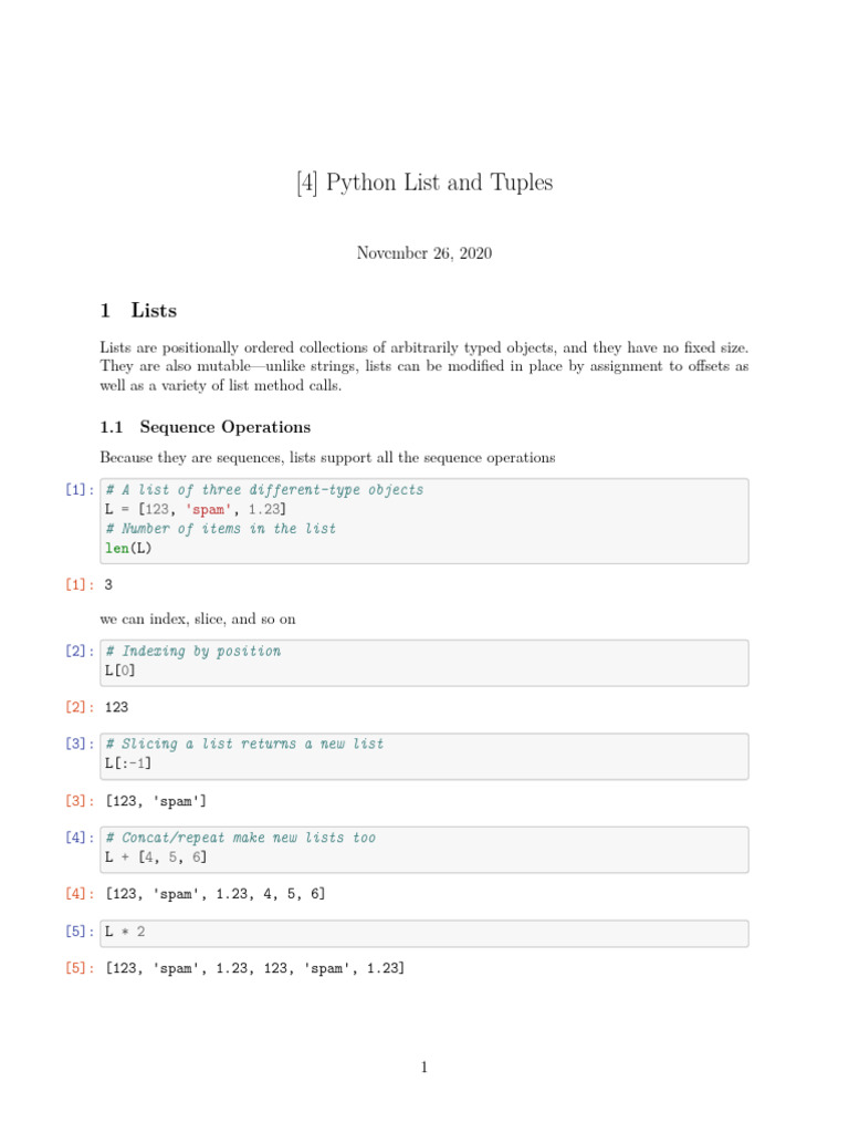 CS465 - Python List and Tuples | PDF CS465 - Python List and Tuples | PDF
