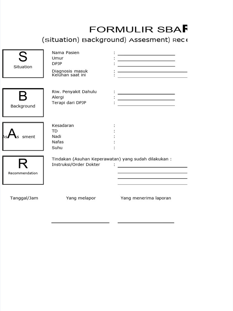 Formulir SBAR untuk Laporan Medis | PDF