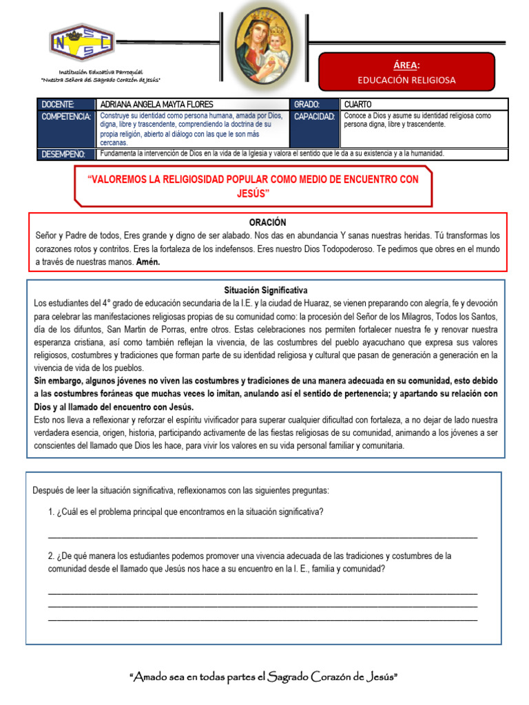 Valoremos La Religiosidad Popular Como Medio de Encuentro Con Jesus ...