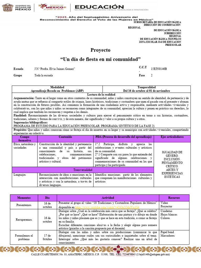 Proyecto Dia de Muertos | PDF | Educación de la primera infancia ...
