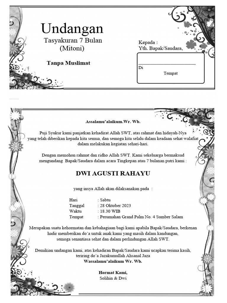 Undangan Walimatul Hamli 7 Bulan - A4 | PDF