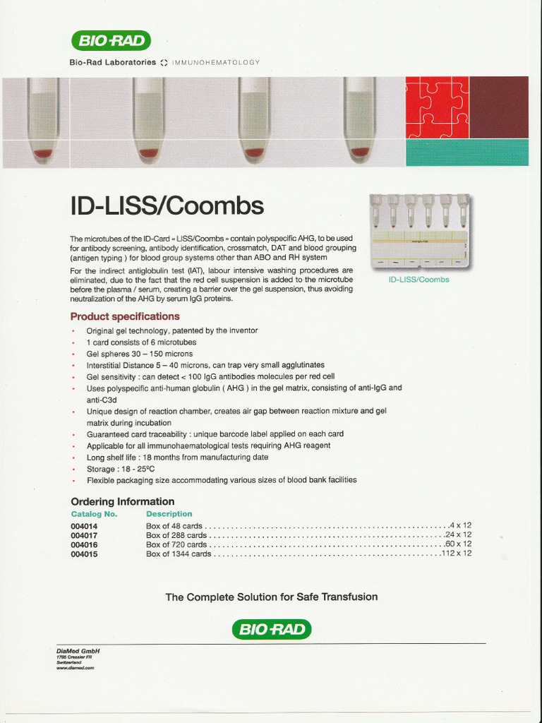 LISS/Coombs Gel Card Overview | PDF