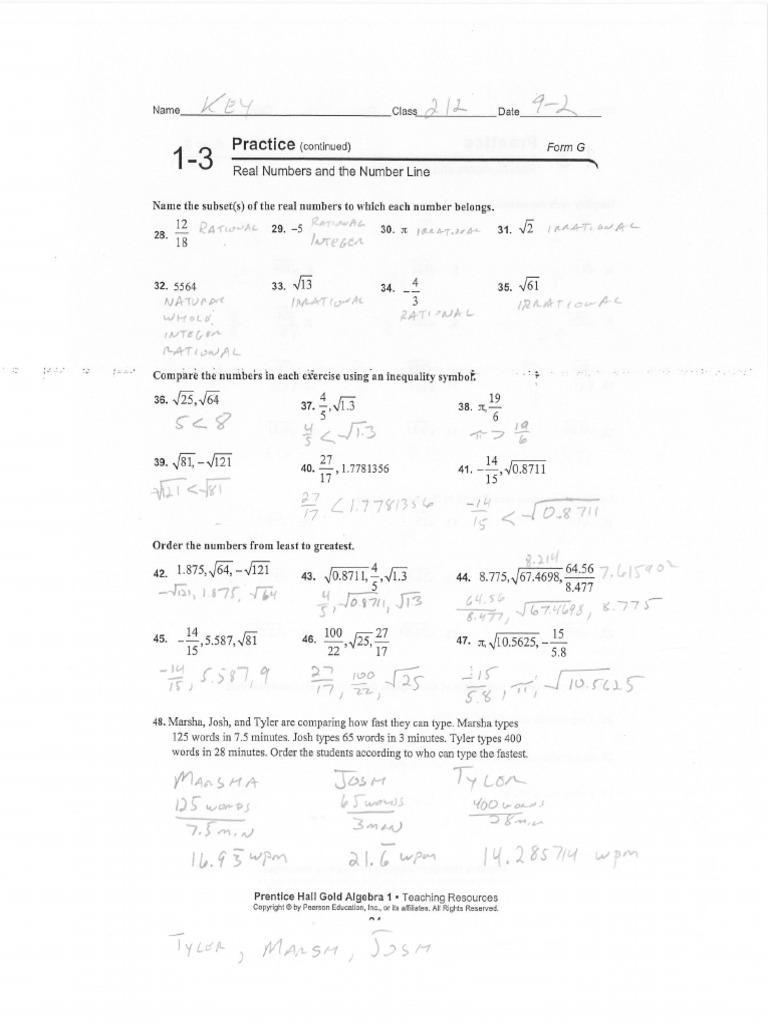 Practice 1-3 KEY | PDF