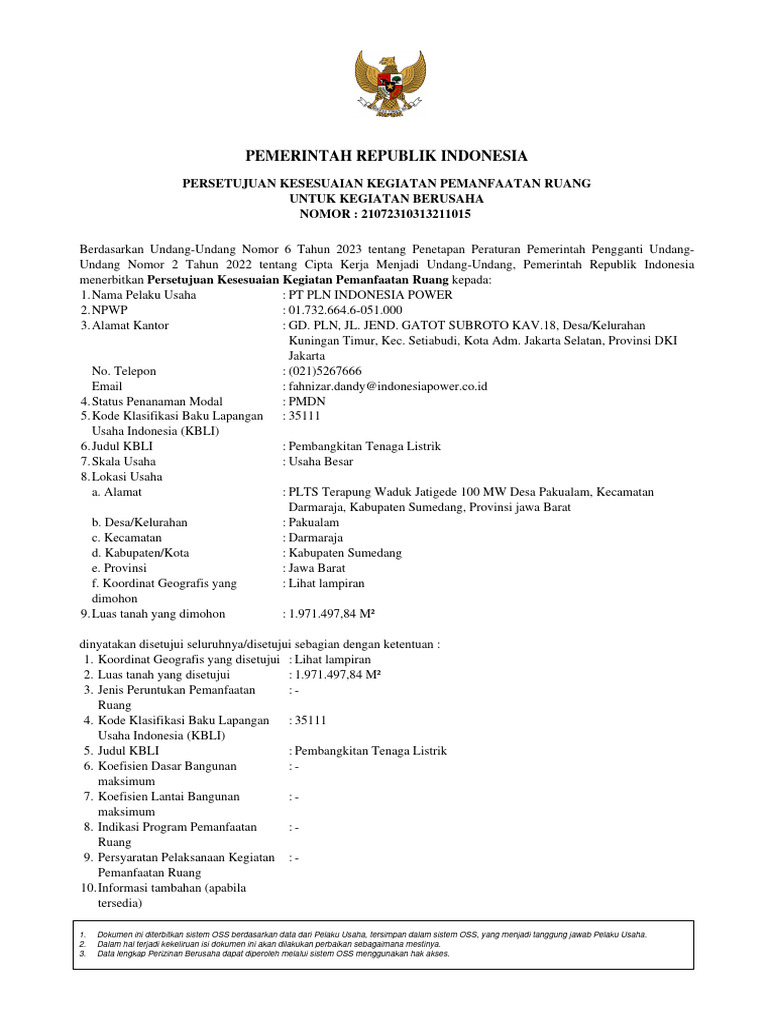 PKKPR PLN Indonesia Power | PDF