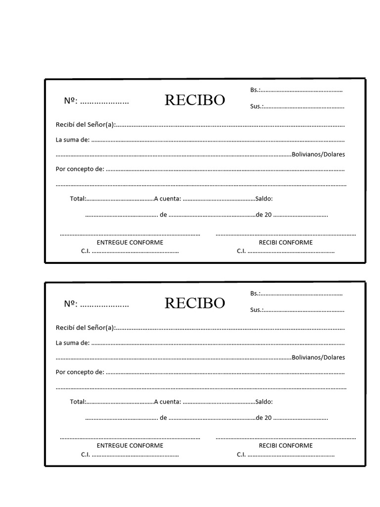 Recibo: Recibí Del Señor (A) | PDF