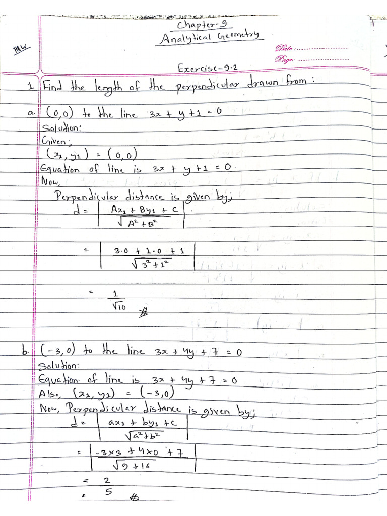 Class 11 Analytical Geometry Ex 9 2 Pdf