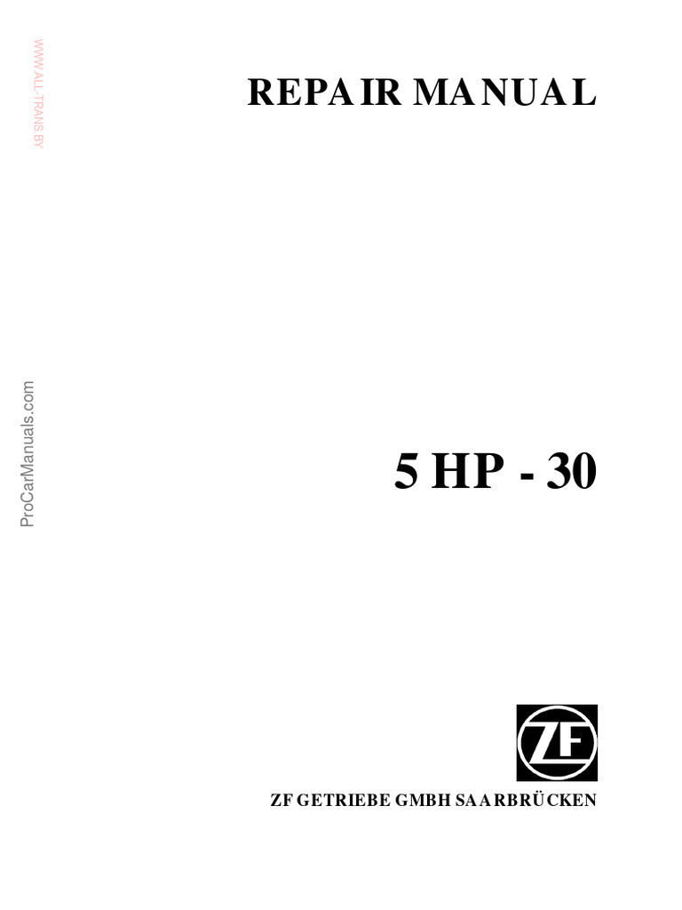 ZF 5HP30 Transmission Repair Manual | PDF | Screw | Manual Transmission