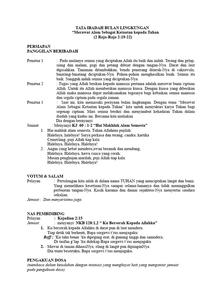 Tata Ibadah Minggu 05 November 2023 | PDF