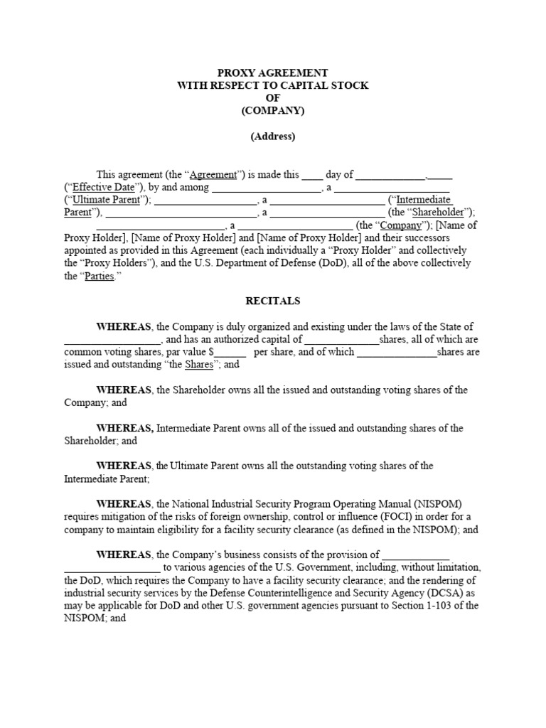 Proxy Agreement for Security Compliance | PDF | Proxy Voting | Indemnity