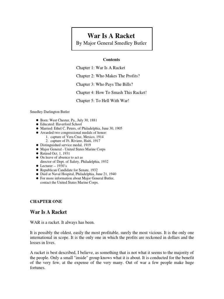 War Is A Racket | PDF