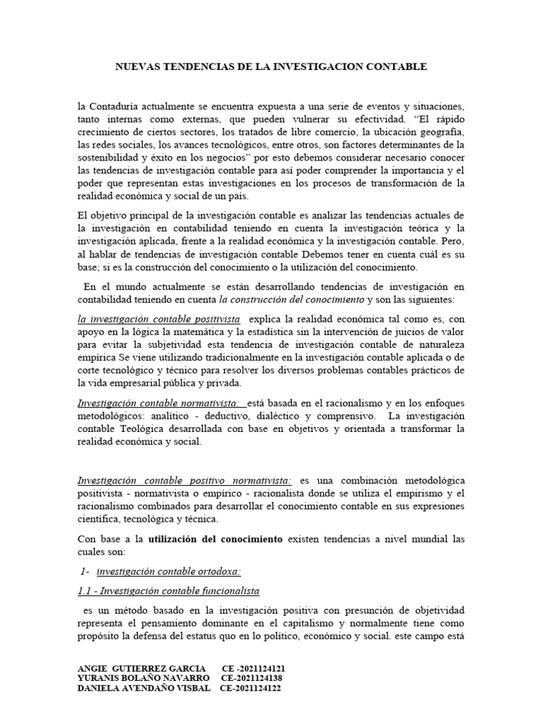 Nuevas Tendencias de La Investigacion Contable | PDF | Contabilidad ...