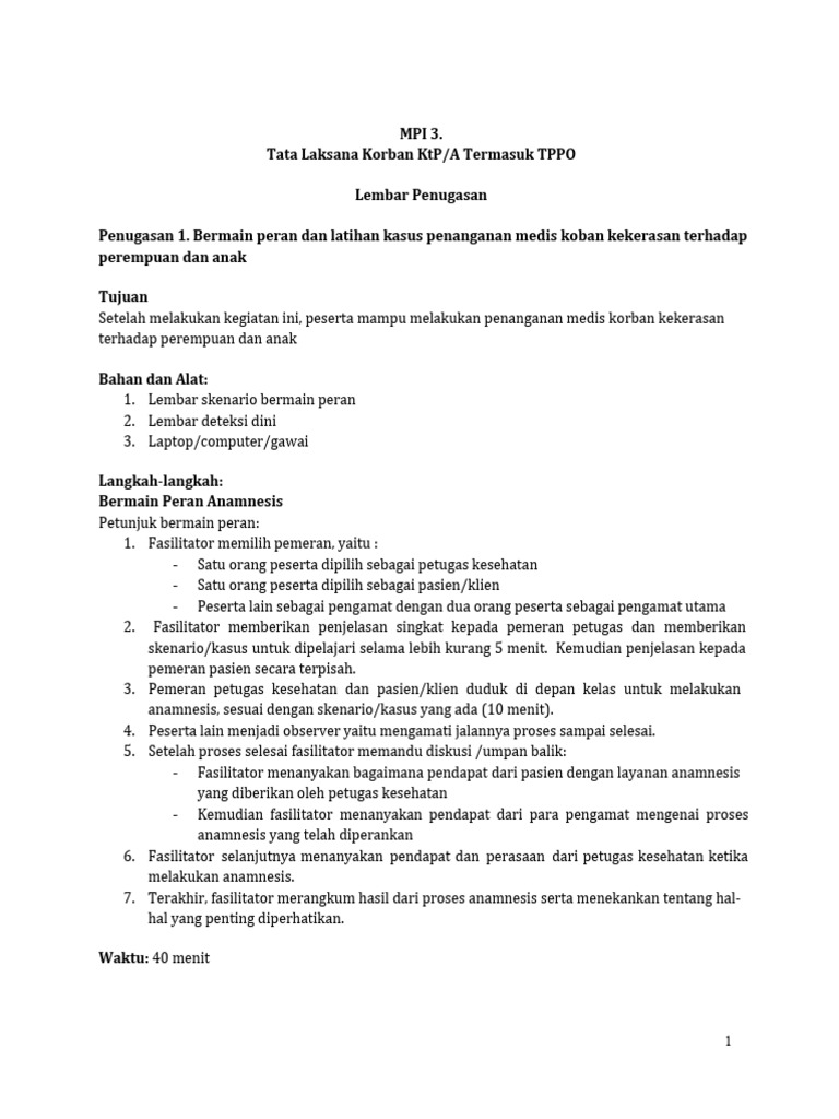 Tugas MI.3. - PB 1 & 2 Tatalaksana Korban KtPA | PDF