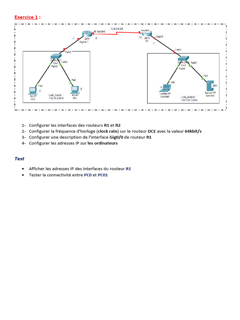 3 Exercices Configuration Les Interfaces | PDF