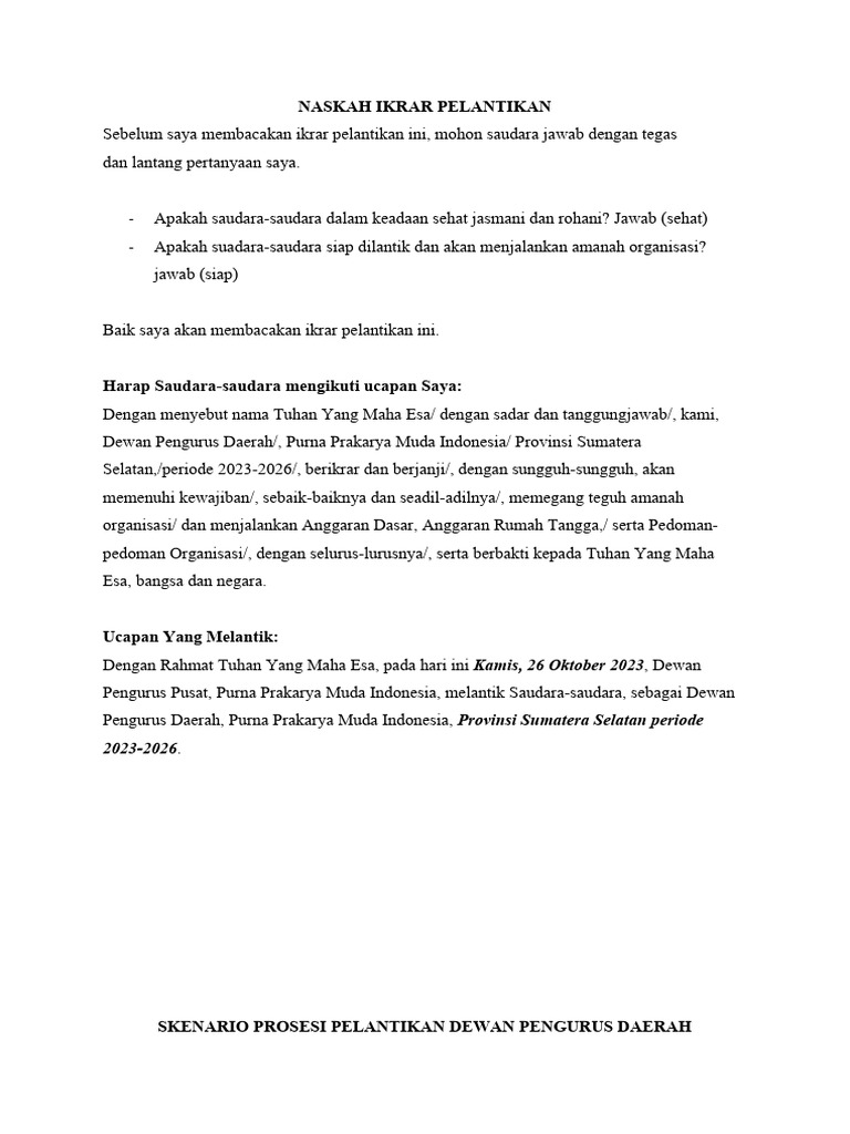 Naskah Ikrar Pelantikan | PDF