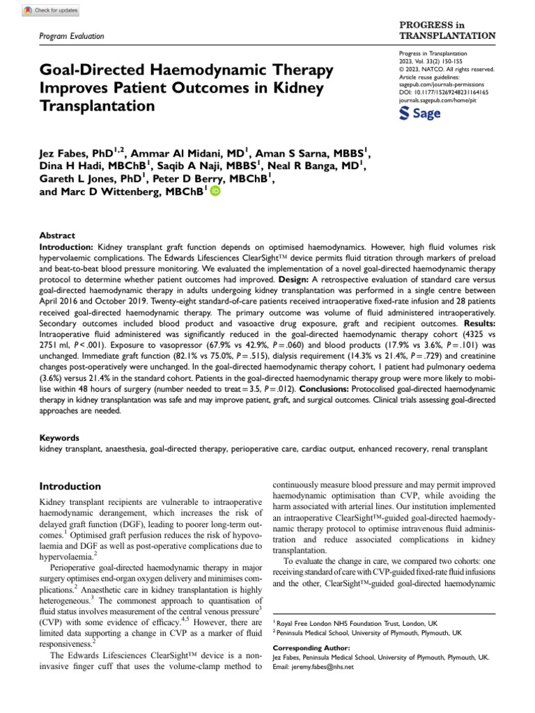Fabes Et Al 2023 Goal Directed Haemodynamic Therapy Improves Patient ... Fabes Et Al 2023 Goal Directed Haemodynamic Therapy Improves Patient ...