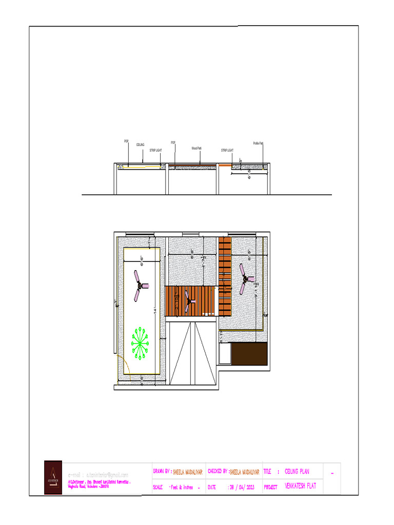 Ceiling Design with Strip Lighting Layout | PDF