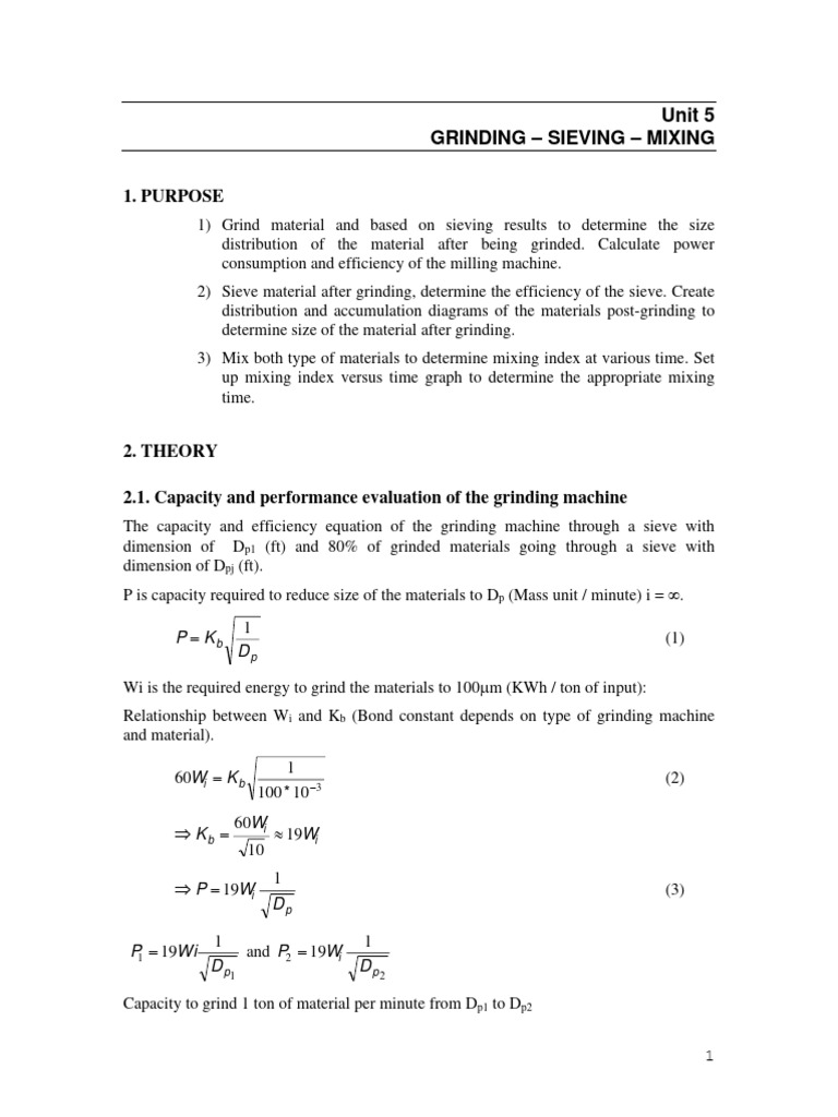 Unit 5 GRINDING-SIEVING-MIXING | PDF | Mill (Grinding) | Mixture