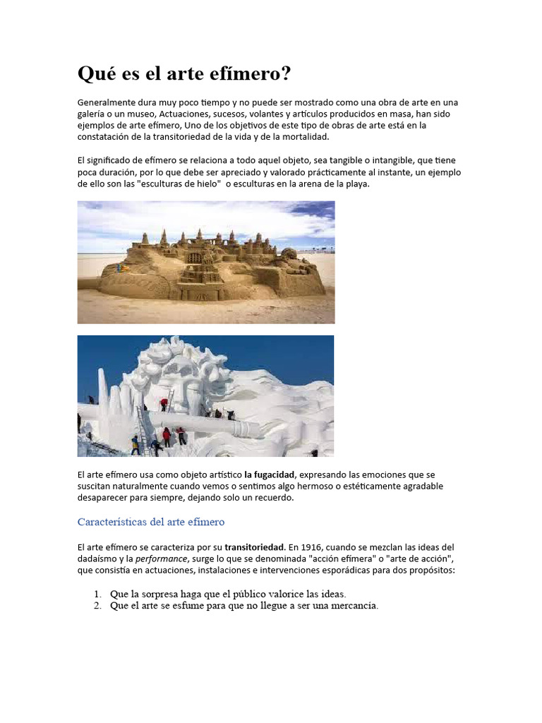 Qué Es El Arte Efímero - 10mos | PDF