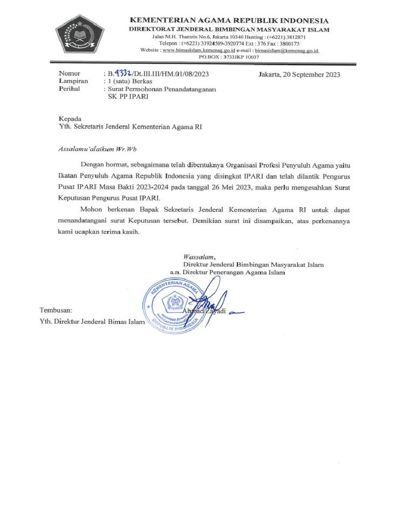 SK IPARI Pusat (KMA) Dan Pengantar Direktur Pakai Kolom Paraf | PDF