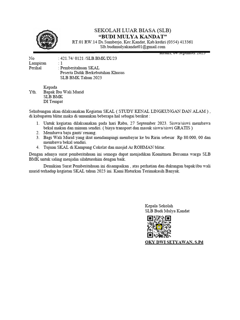 Contoh SURAT PEMBERITAHUAN | PDF