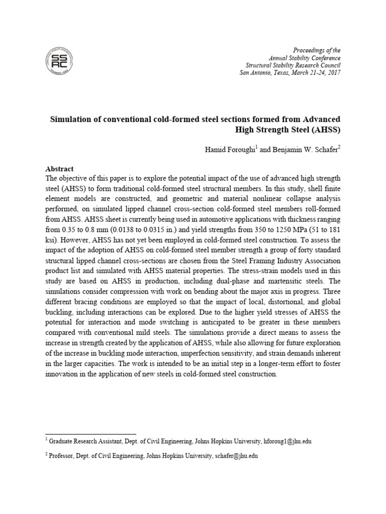 AHSS Impact on Cold-Formed Steel | PDF | Strength Of Materials | Buckling