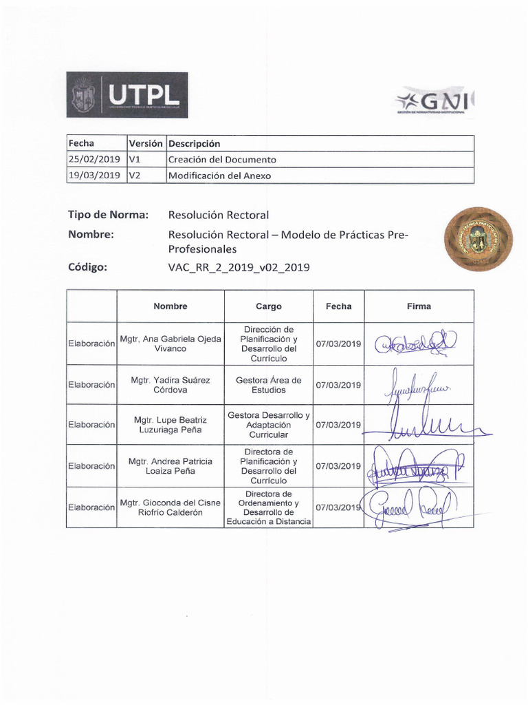 Resolución UTPL: Prácticas Pre-Profesionales | PDF